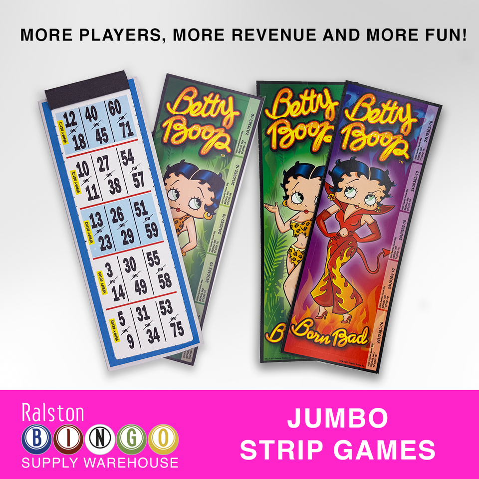 BETTY BOOP BORN BAD 5 STRIP JUMBO TICKETS - Bingo Supply Warehouse