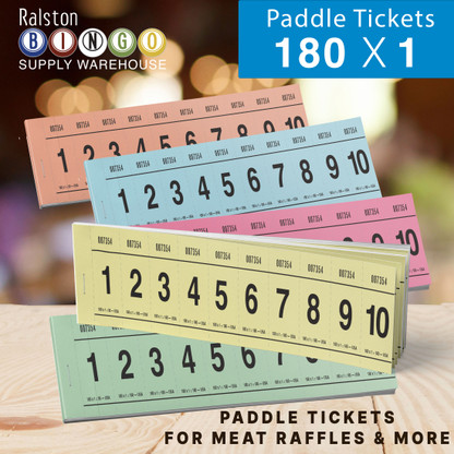 Paddle Tickets - 180 x 1 - Bingo Supply Warehouse