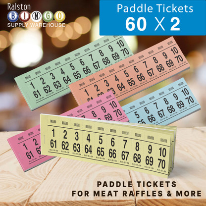 Paddle Tickets - 60 x 2 - Bingo Supply Warehouse