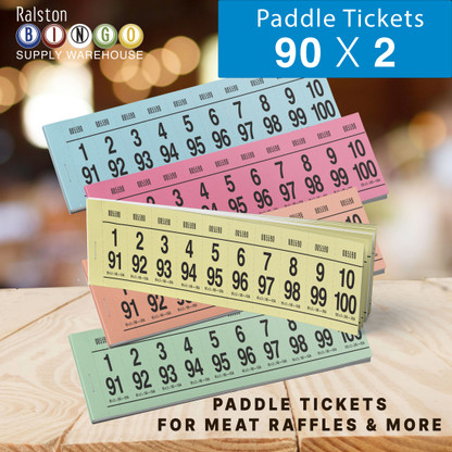 Paddle Tickets - 90 x 2 - Bingo Supply Warehouse