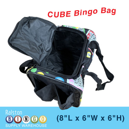 Cube Bingo Bag - 4 Pockets - Black Nylon - Zipper Closure with Carrying ...