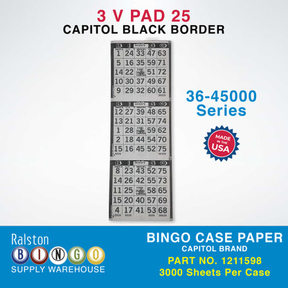 Case Bingo Paper - Capitol V3 PAD 25 Series 36-45000 Black Border ...