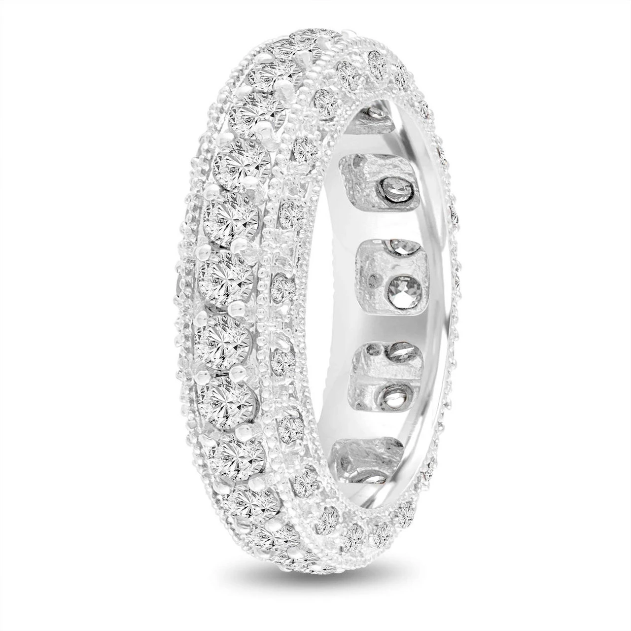 Ruby and Diamond Eternity Wedding Ring, Mens Diamond Wedding Band, 6 mm ...