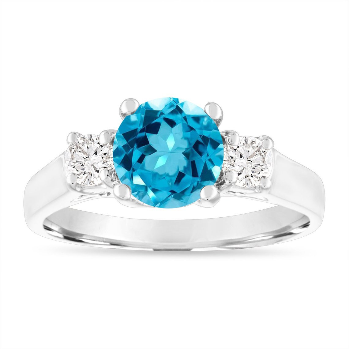 1.55 Carat Blue Topaz Engagement Ring, Blue Topaz and Diamonds Wedding ...