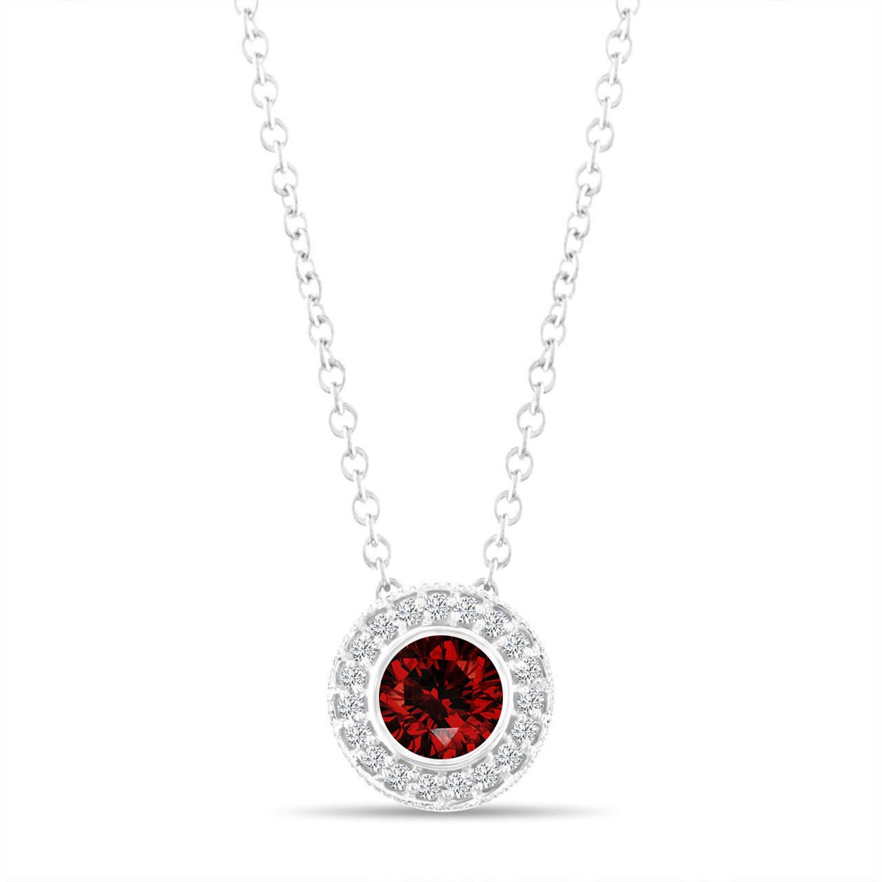 Red Diamond Pendant Necklace 14K Black Gold Vintage Style 0.50 Carat ...