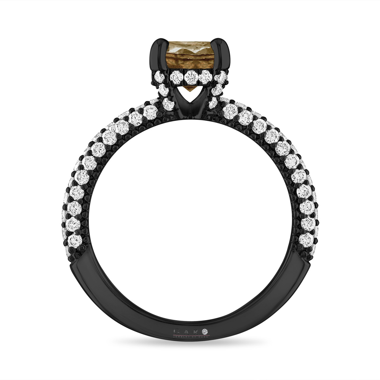 1.71 Carat Champagne Diamond Hidden Halo Engagement Ring Unique ...