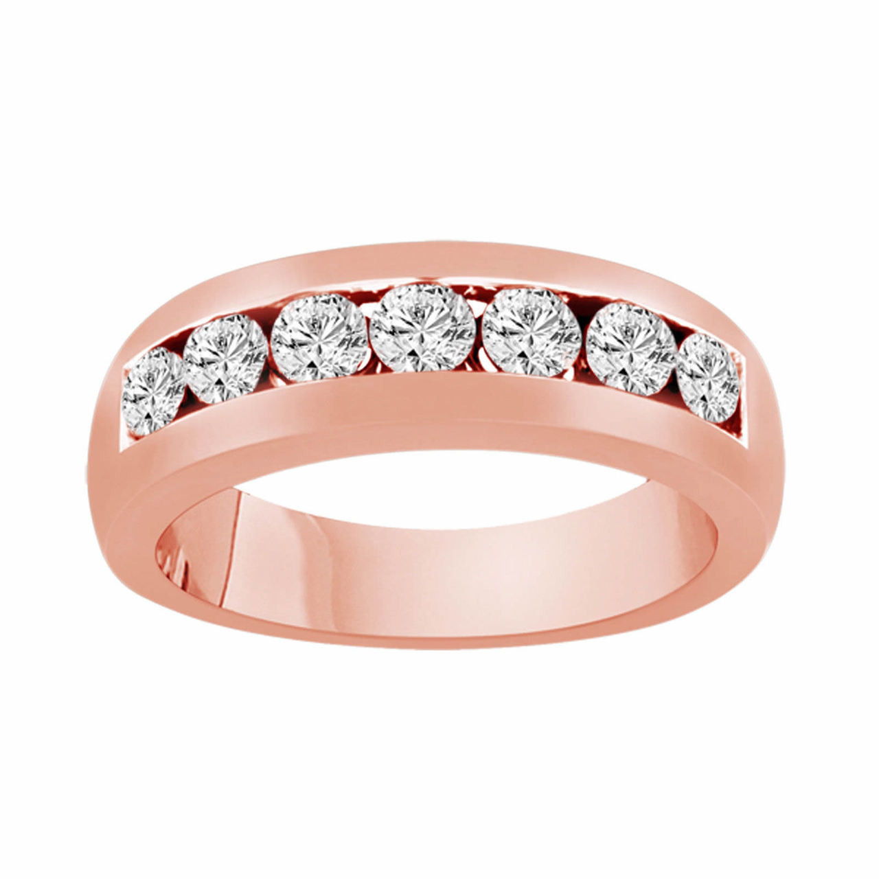 14K Rose Gold Diamond Wedding Band 0.77 Carat Canal Set 6 mm Unisex Handmade
