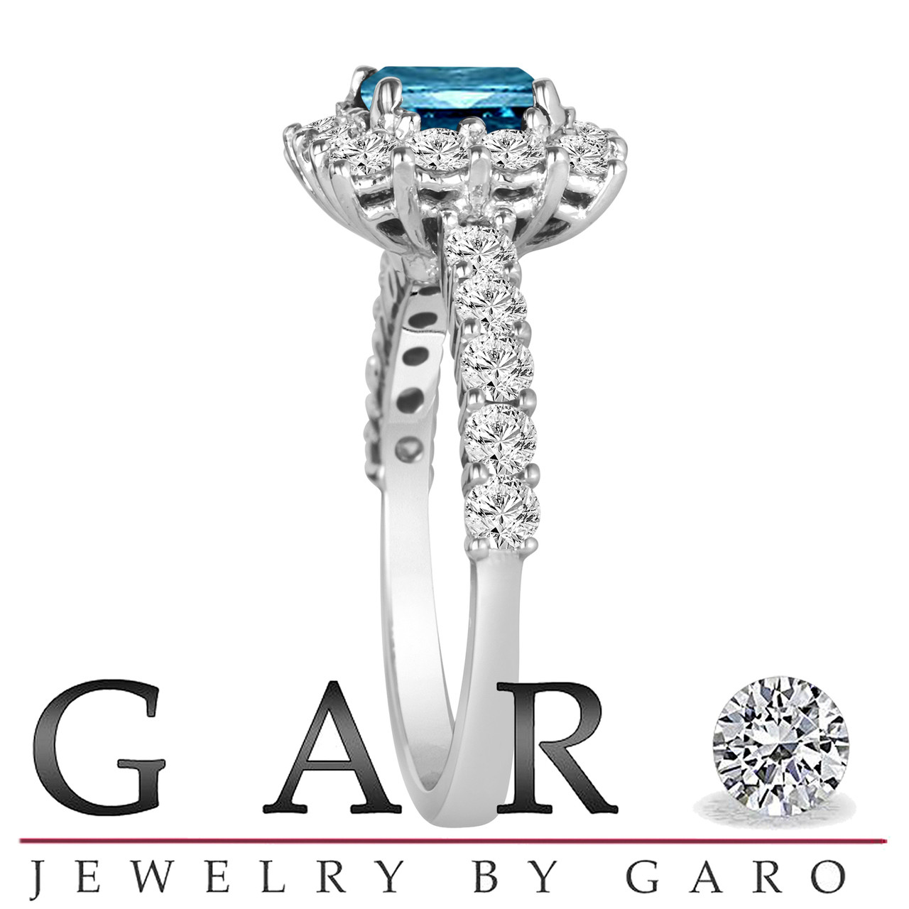 Platinum Princess Cut Fancy Blue Diamond Engagement Ring 2.24 Carat VS2 Handmade