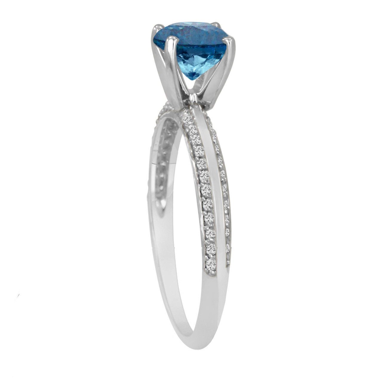 Platinum 1.51 Carat Fancy Blue Diamond Engagement Ring Bridal Micro ...