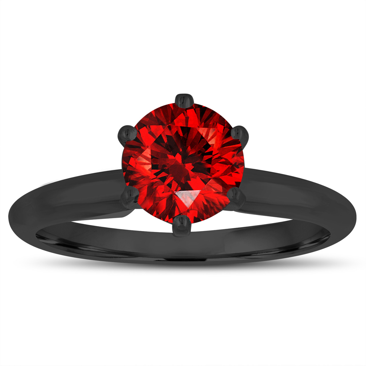0.70 Carat Fancy Red Diamond Solitaire Engagement Ring 14K Black Gold ...