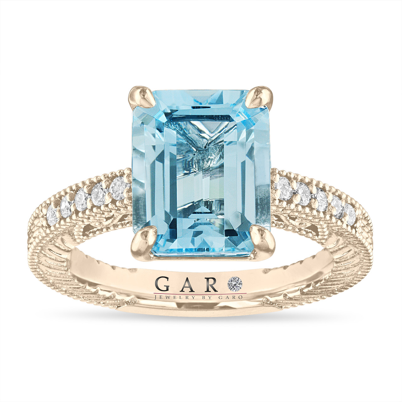 3.00 Carat Emerald Cut Aquamarine Engagement Ring Anniversary Ring 14k White Gold Rose Gold or Yellow