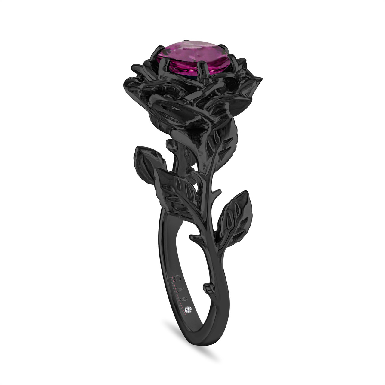 Fancy Purple Diamond Floral Engagement Ring, Unique Rose Flower 0.46 ...