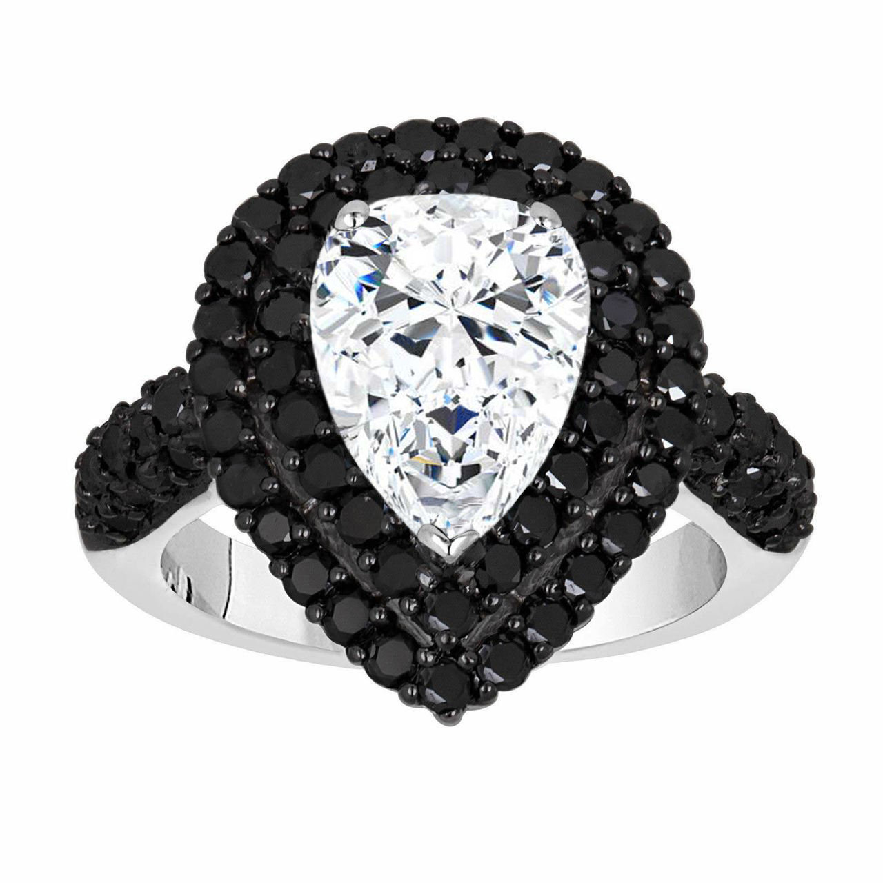 Black Diamond Heart Engagement Ring