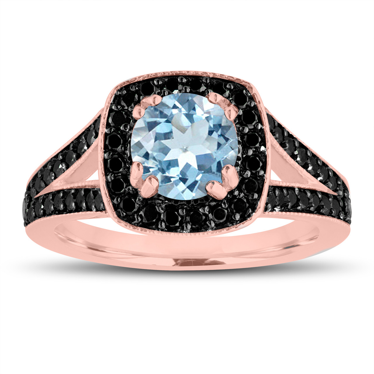 Fancy Black Diamond Engagement Ring 14K Rose Gold 4.02 Carat Certified ...