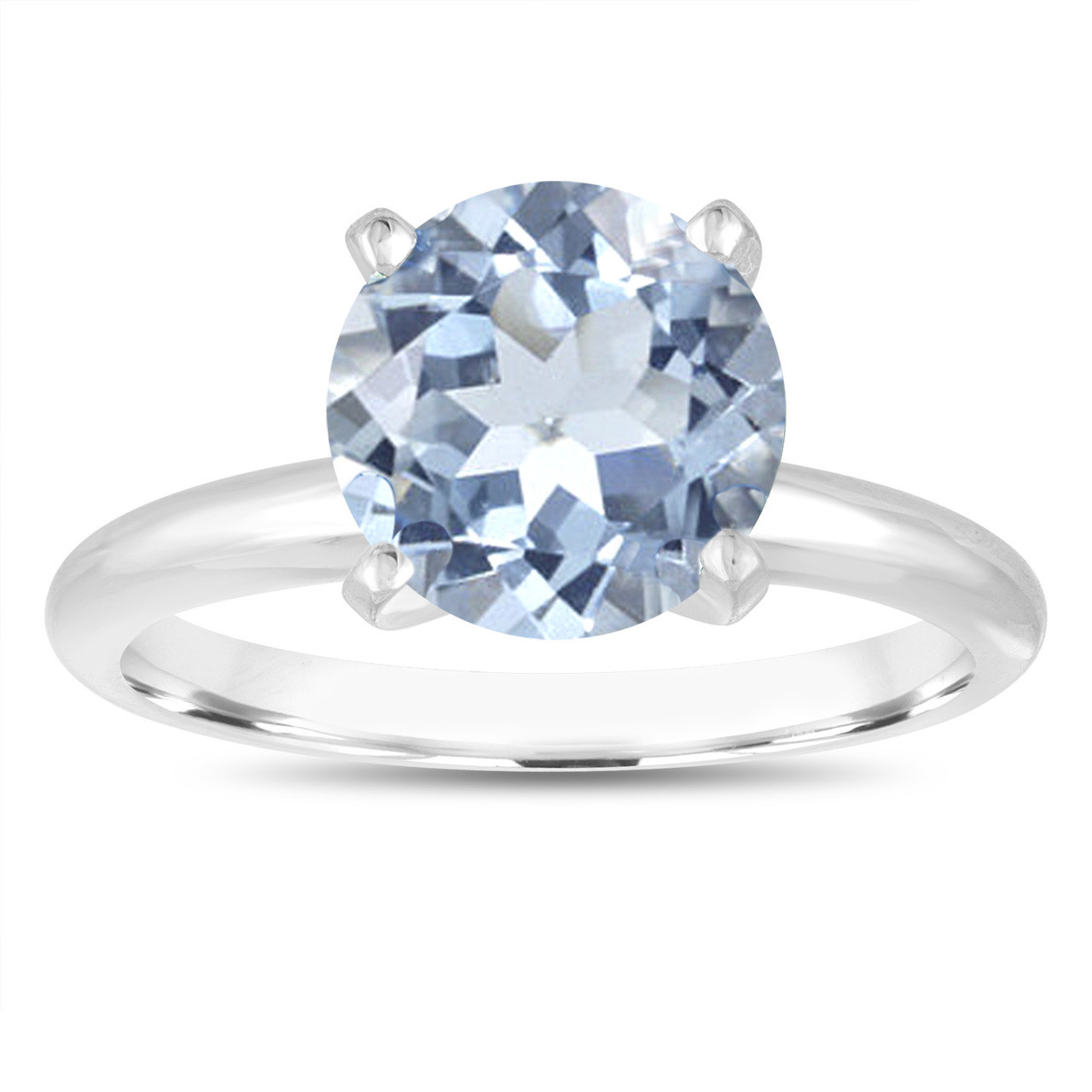 Aquamarine Solitaire Engagement Ring 2.20 Carat 14K White Gold ...