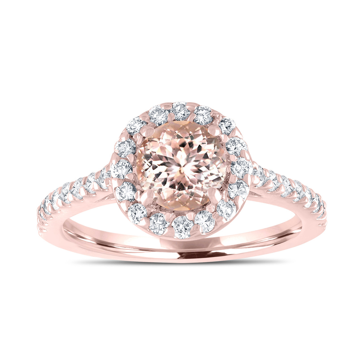 Morganite Engagement Ring Set, Diamonds Bridal Ring Sets, Pink Peach ...