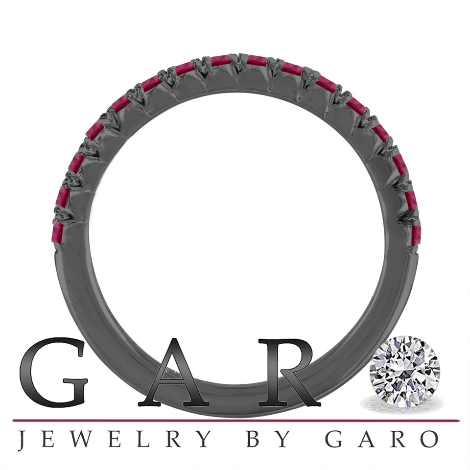 Ruby Wedding Band Vintage, Ruby Wedding Ring, Black Gold Anniversary ...
