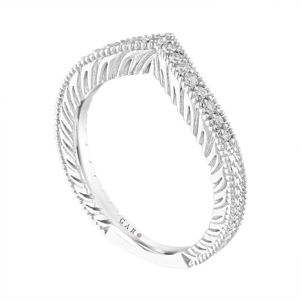 Diamond V Shaped Wedding Band, Filigree Pointed Curve Wedding Ring ...