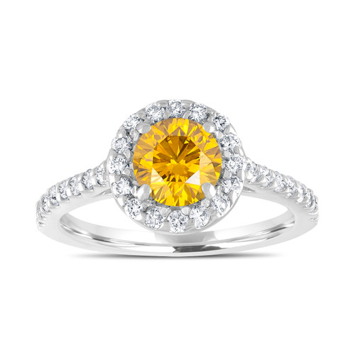 Platinum Canary Yellow Diamond Engagement Ring, Fancy Bridal Ring ...