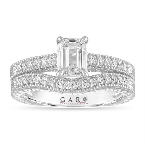 Emerald Cut Diamond Engagement Ring and Wedding Band Sets, 1.29 Carat ...