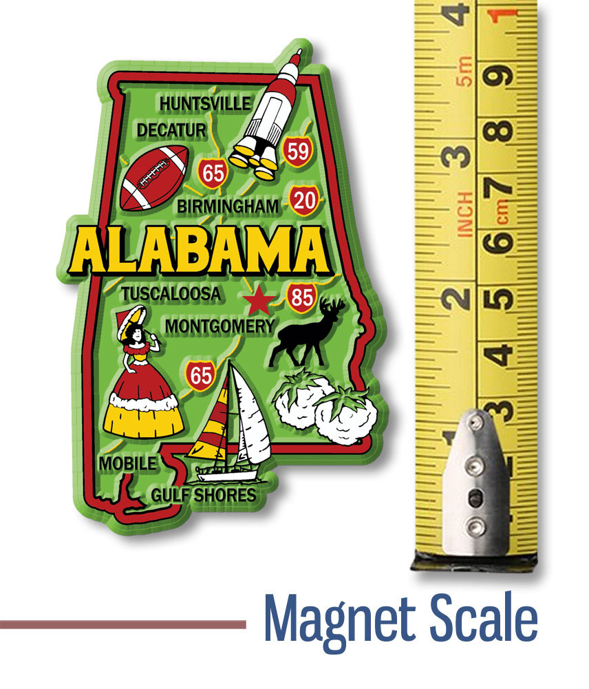 Alabama Colorful State Map Magnet - ClassicMagnets.com