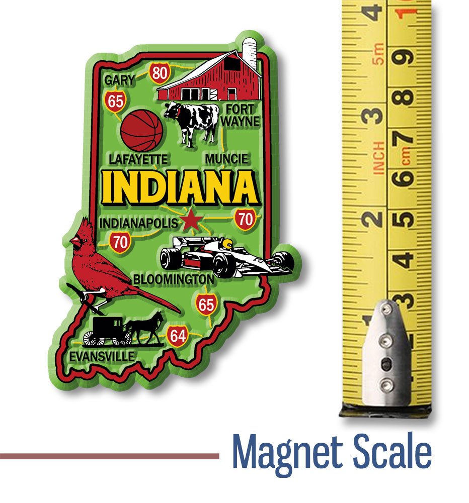 Indiana Colorful State Map Magnet - ClassicMagnets.com