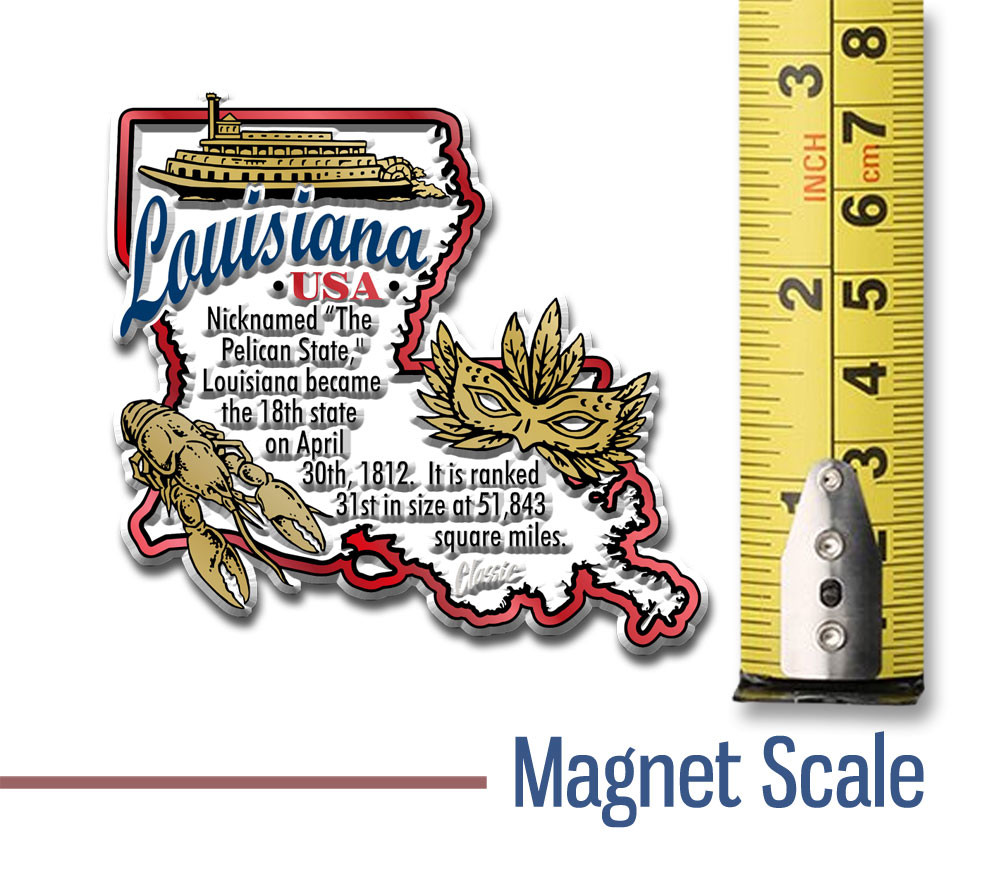 Louisiana Information Map Magnet - ClassicMagnets.com