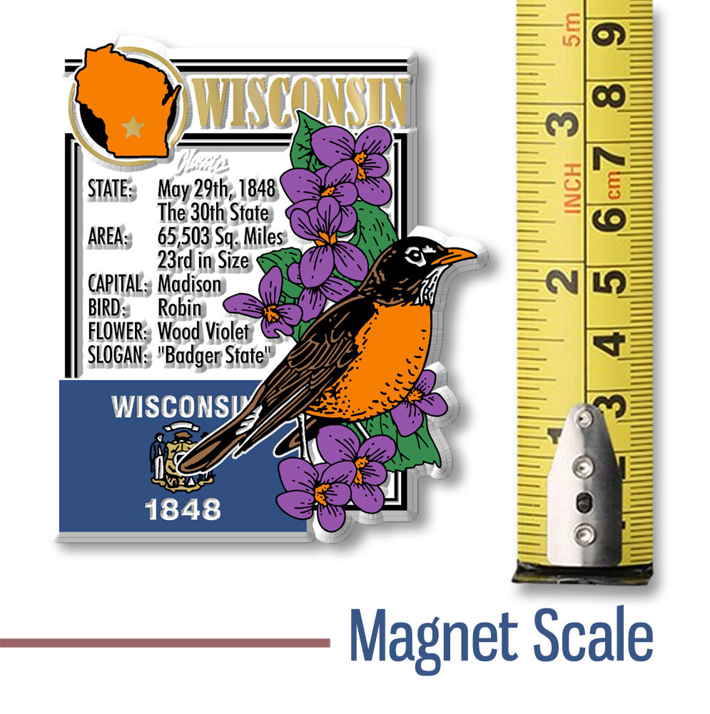 Wisconsin State Informational Magnet - ClassicMagnets.com