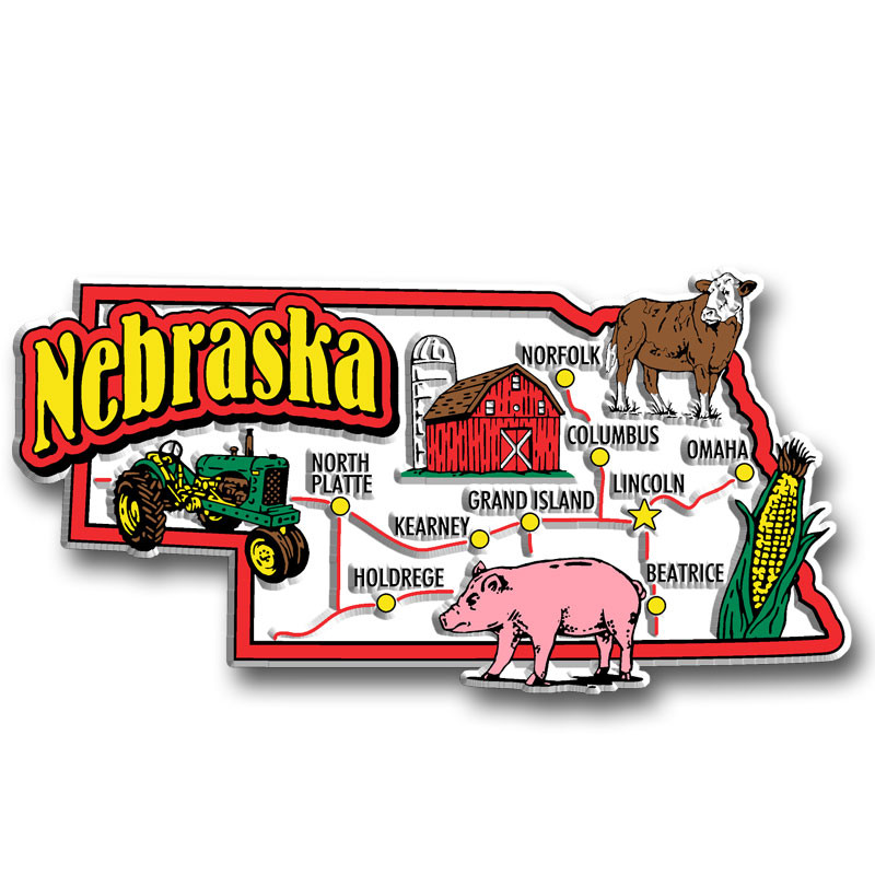 Nebraska State Jumbo Magnet by ClassicMagnets.com