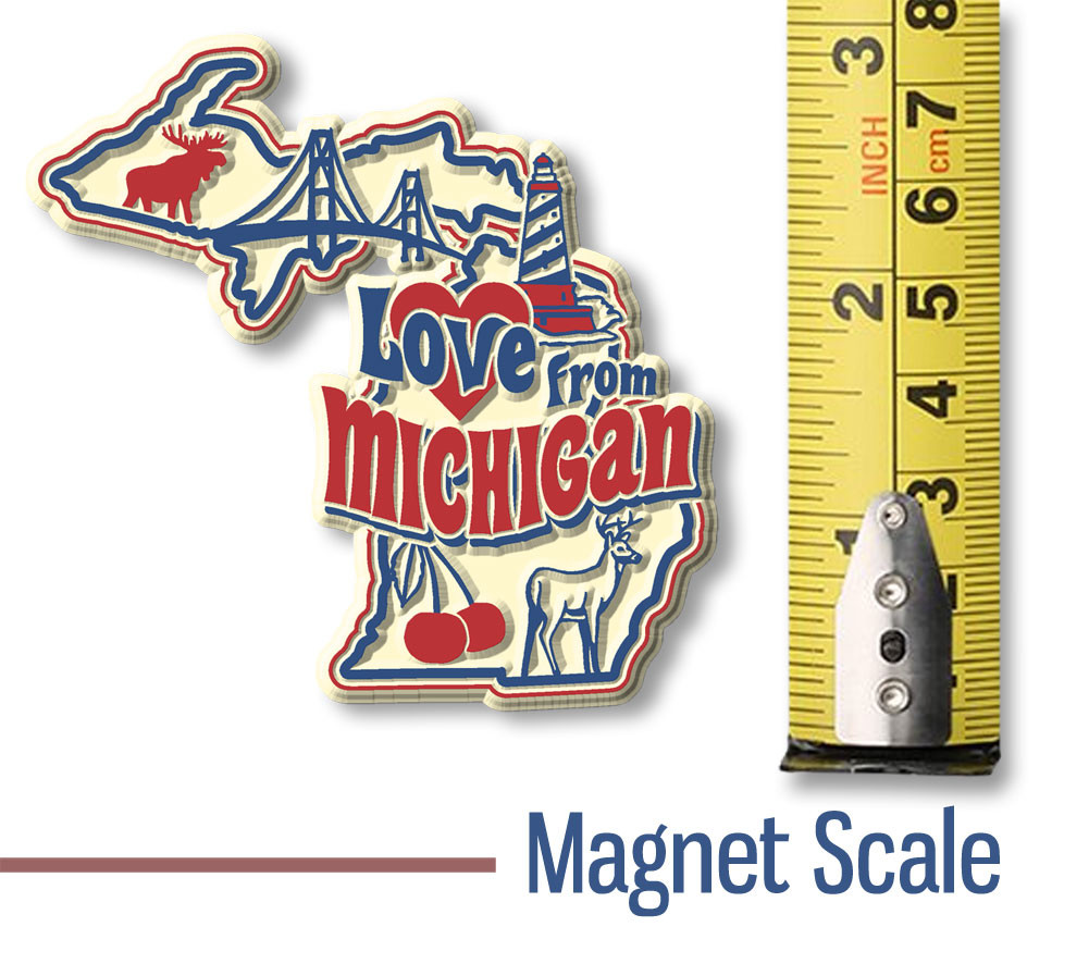 Love from Michigan State Map Magnet - ClassicMagnets.com
