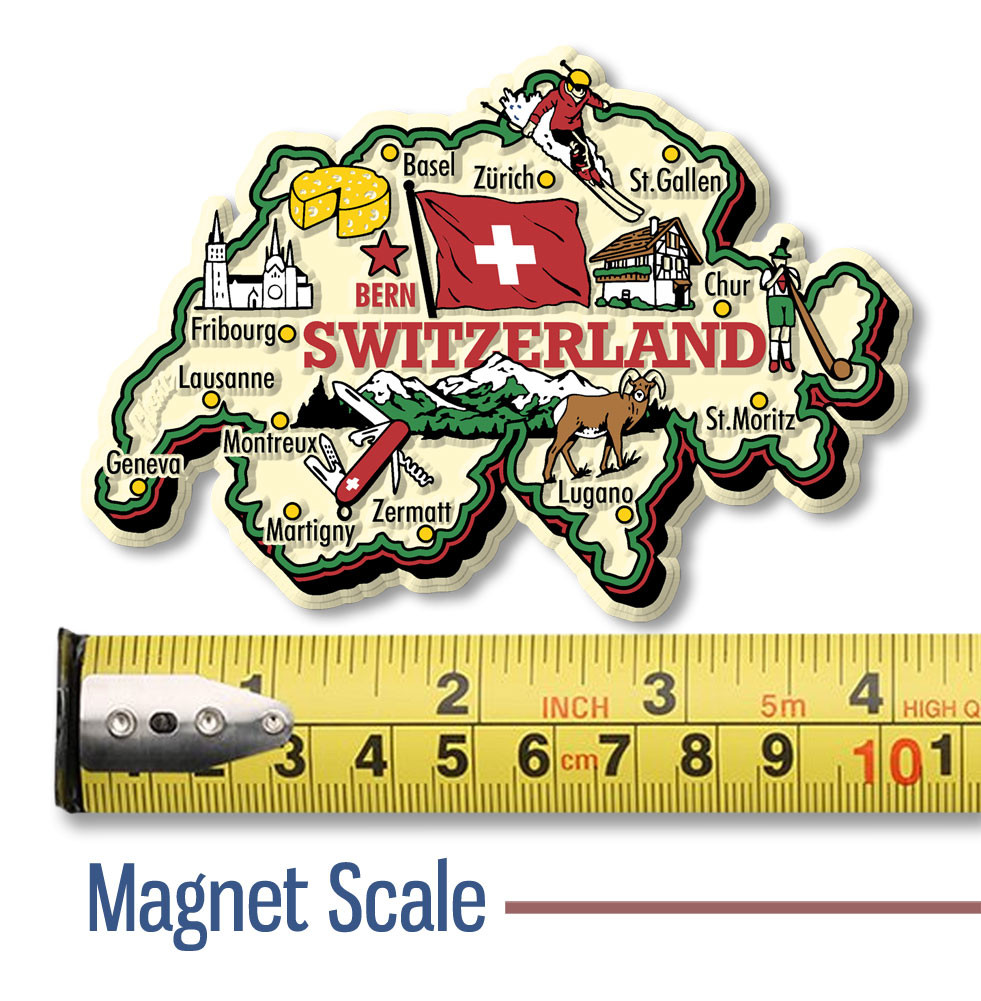 Switzerland Jumbo Country Map Magnet by ClassicMagnets.com