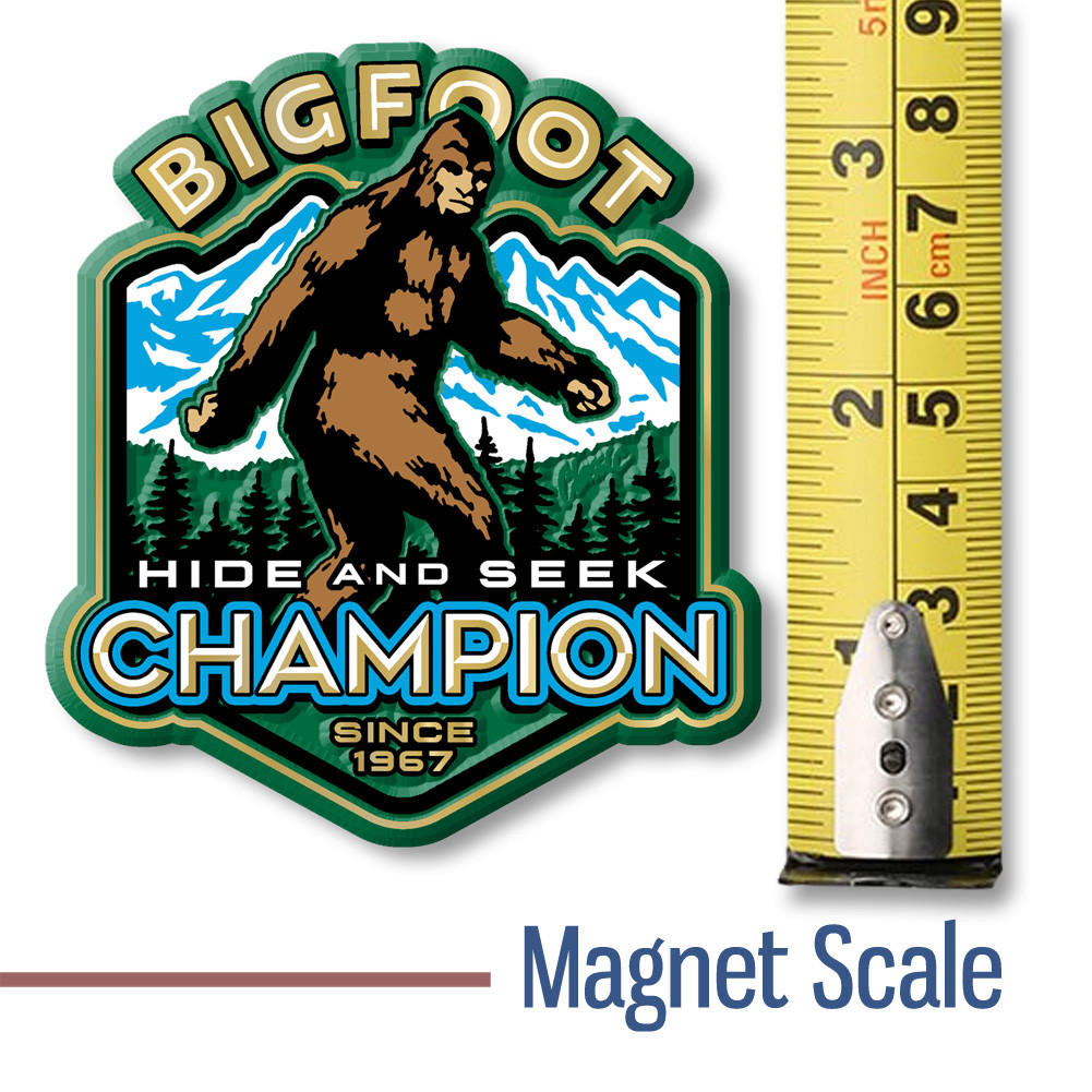 Novelty Bigfoot Hide & Seek Champion Magnet | Classic Magnets