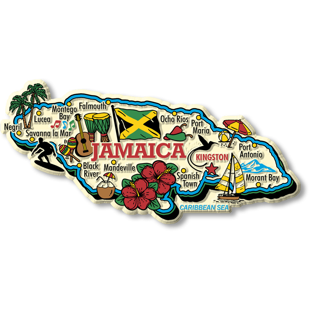 Jamaica Jumbo Country Map Magnet by ClassicMagnets.com