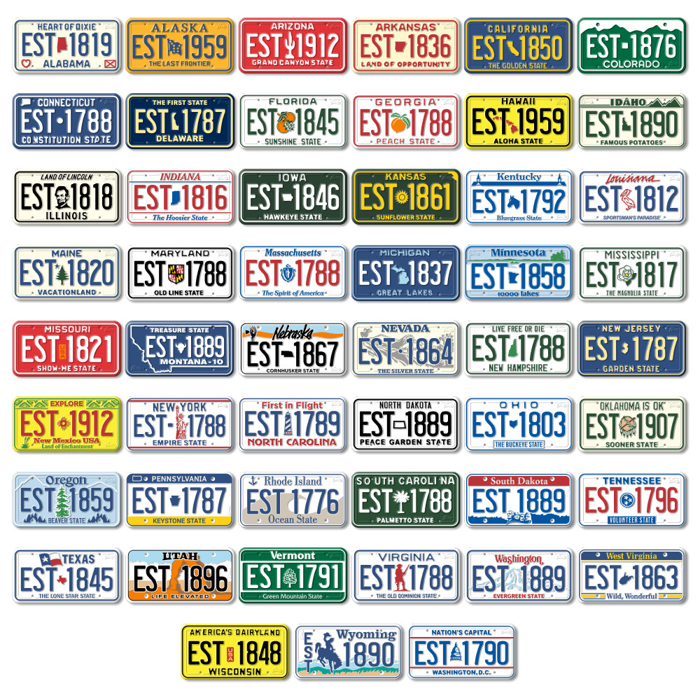 50 State License Plate Magnet Set - ClassicMagnets.com