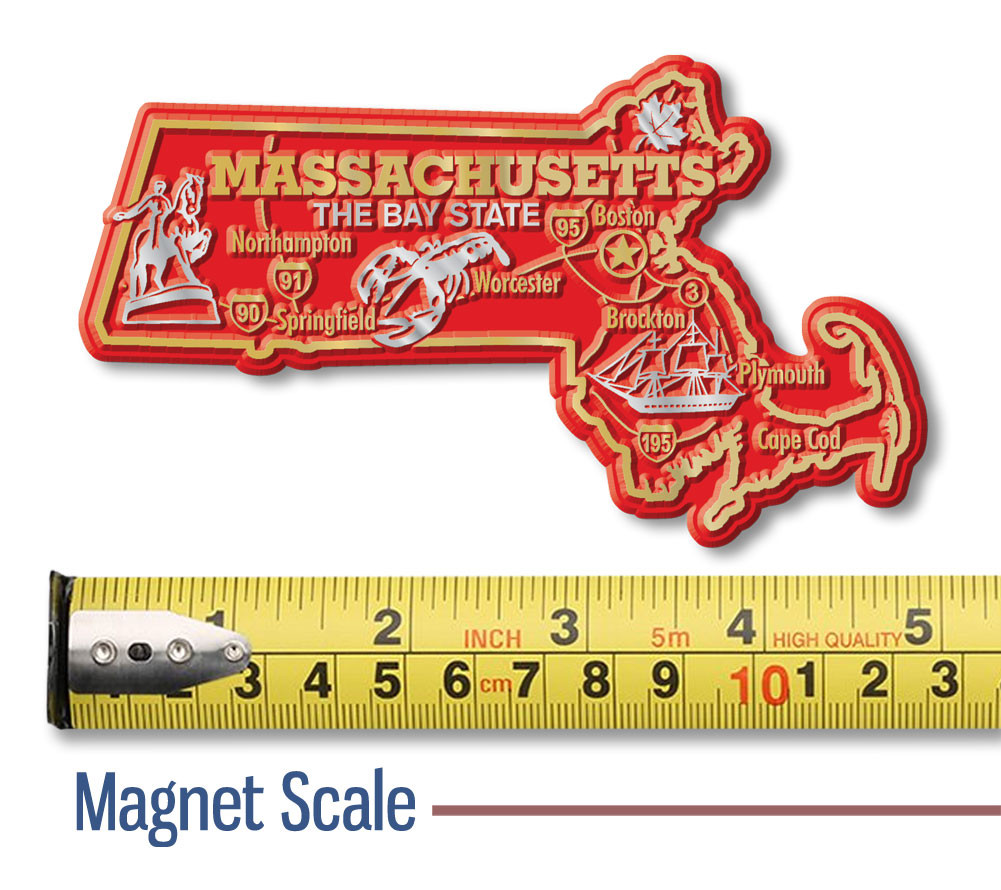 Massachusetts Giant State Map Magnet - ClassicMagnets.com