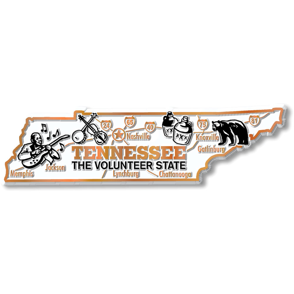 Tennessee Giant State Map Magnet - ClassicMagnets.com
