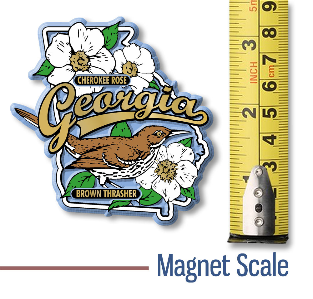 Georgia State Bird and Flower Map Magnet by Classic Magnets