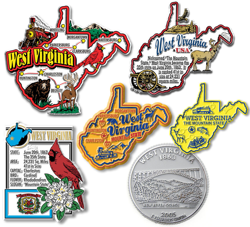 West Virginia Six-Piece State Magnet Set - ClassicMagnets.com