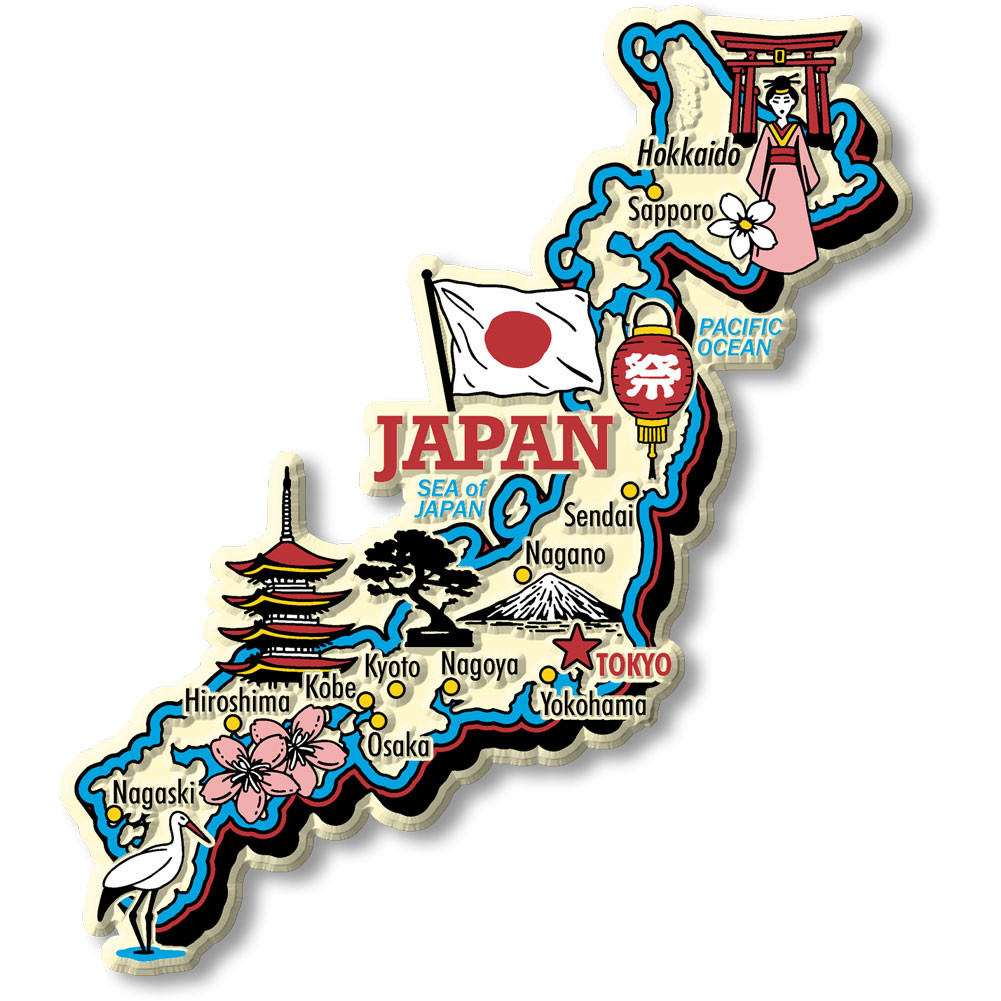 Japan Jumbo Country Map Magnet by ClassicMagnets.com