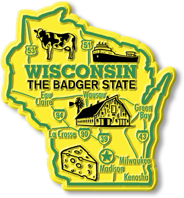 Wisconsin Giant State Map Magnet - ClassicMagnets.com