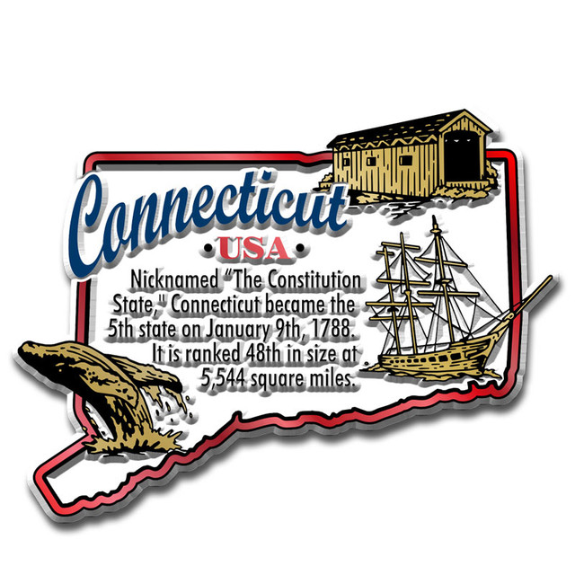 Connecticut Information Map Magnet - ClassicMagnets.com