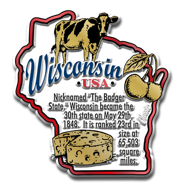 Wisconsin Information Map Magnet - ClassicMagnets.com