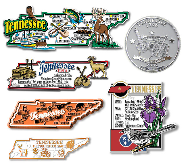 Tennessee Six-Piece State Magnet Set - ClassicMagnets.com