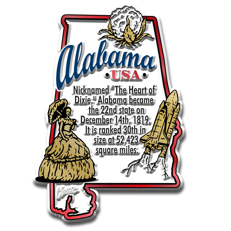 Alabama Information Map Magnet - ClassicMagnets.com