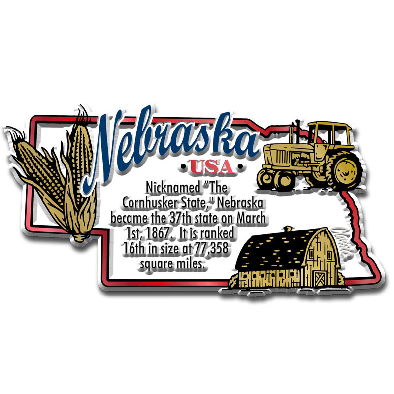 Nebraska Information Map Magnet - ClassicMagnets.com