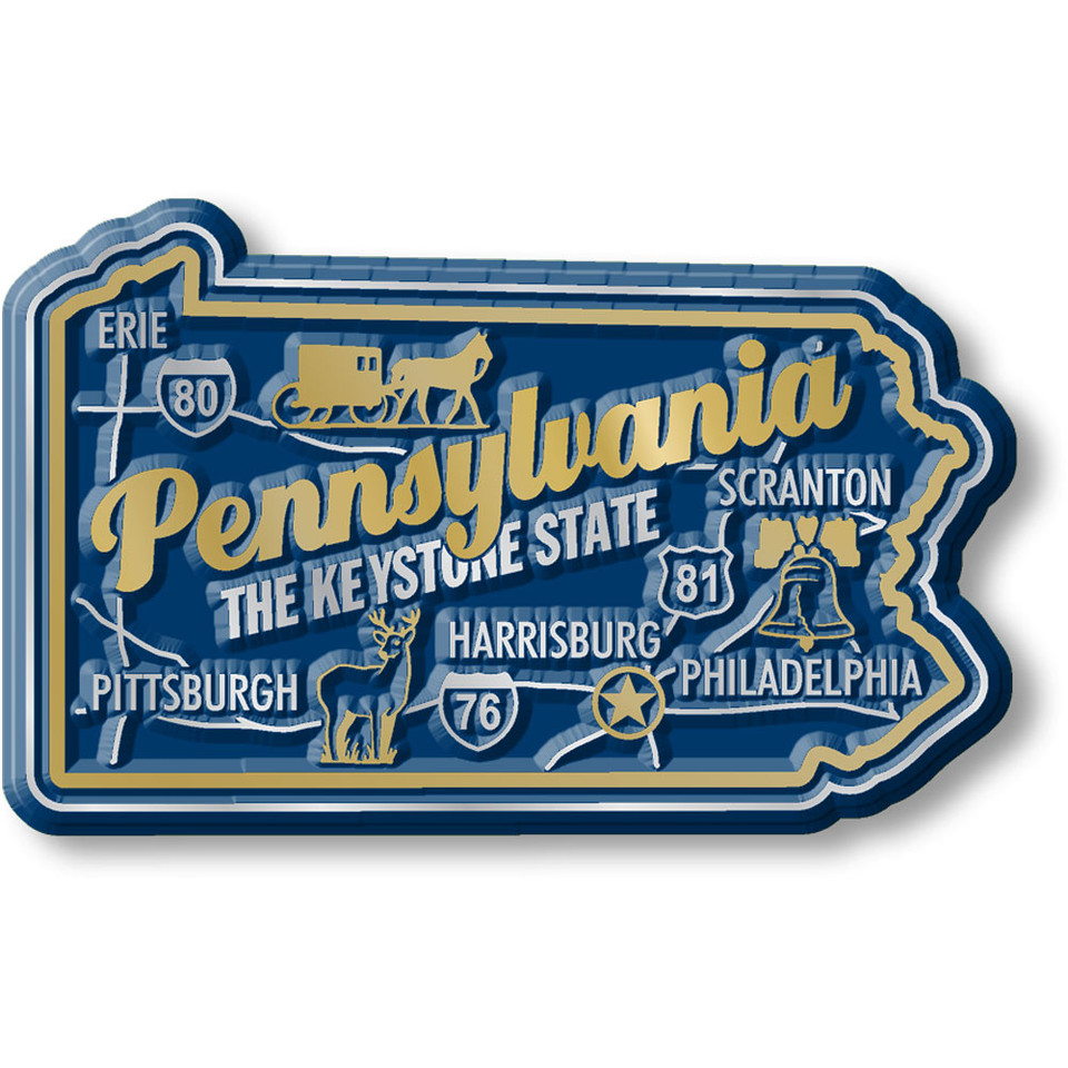 Pennsylvania Premium Map Magnet - ClassicMagnets.com