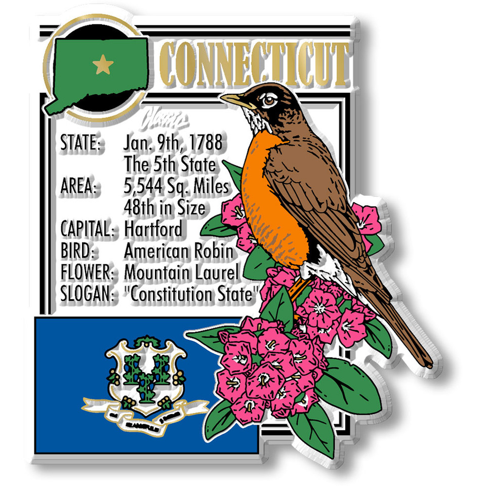 Connecticut State Montage Magnet - ClassicMagnets.com