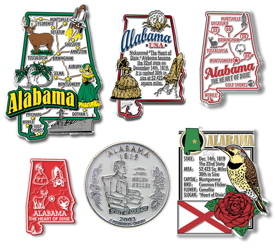 Alabama Six-Piece State Magnet Set - ClassicMagnets.com