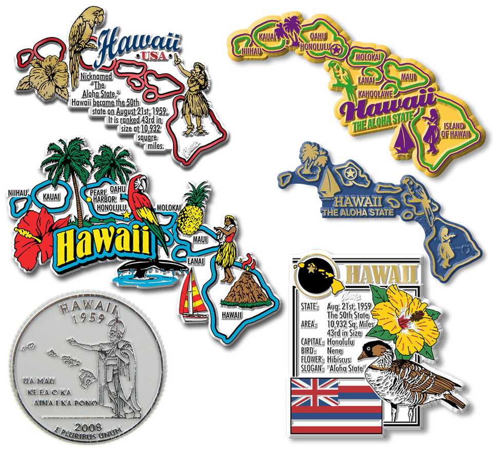 Hawaii Six-Piece State Magnet Set - ClassicMagnets.com