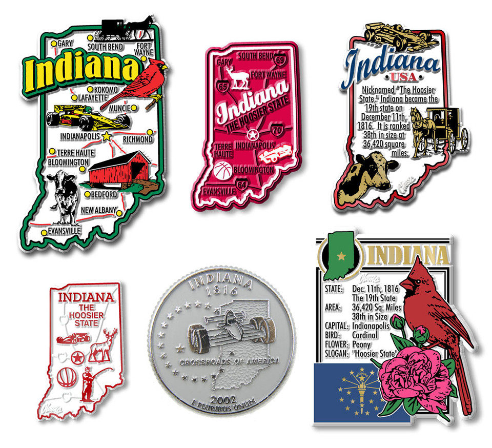 Indiana Six-Piece State Magnet Set - ClassicMagnets.com